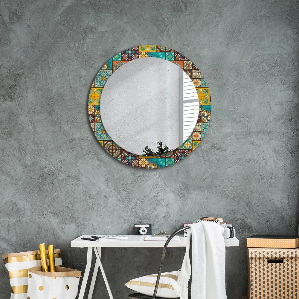Kulaté zrcadlo tištěný rám Arabský vzor fi 70 cm