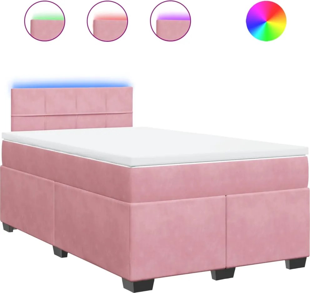 Box spring postel s matrací růžová 120 x 200 cm samet 3288587