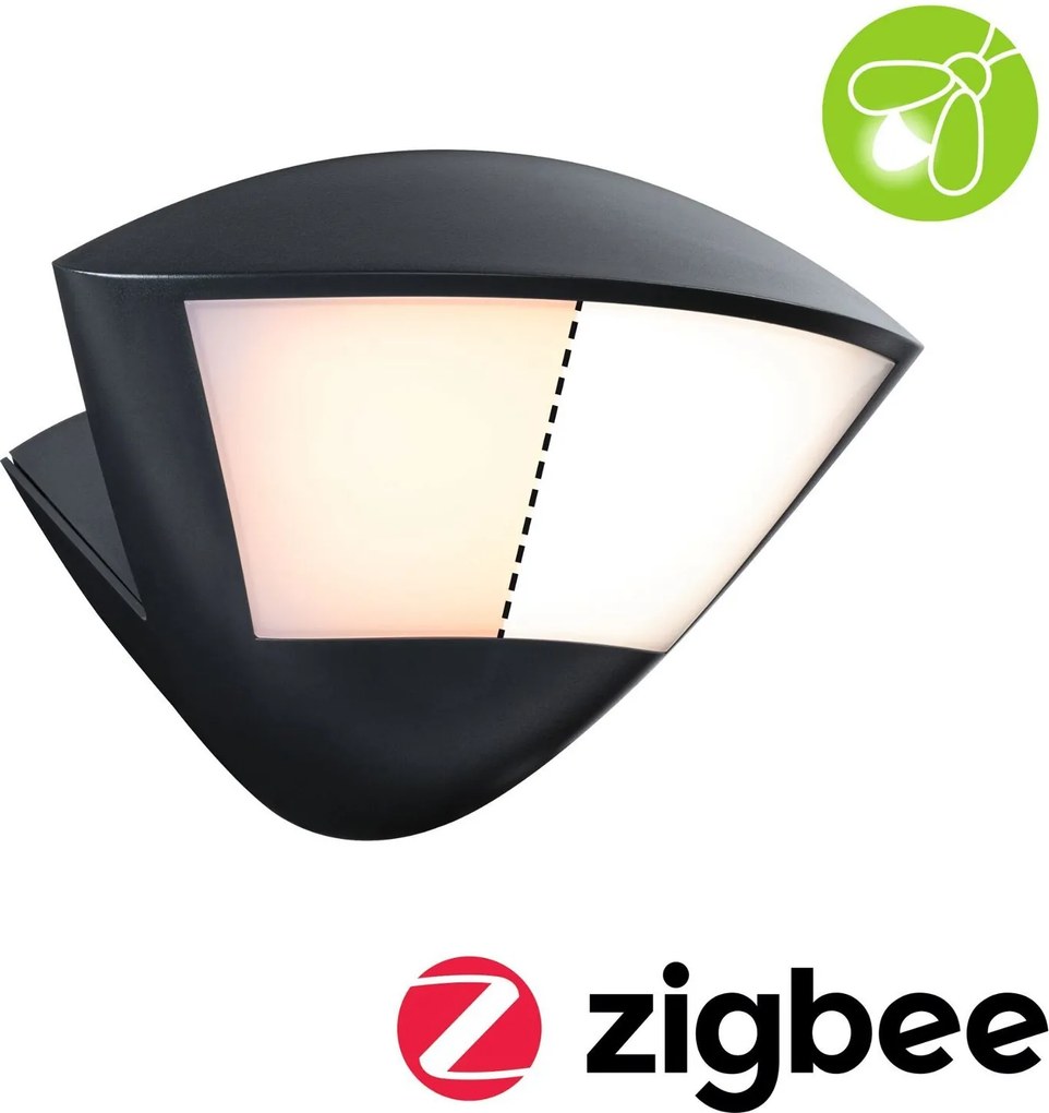 P 94864 LED venkovní nástěnné svítidlo Smart Home Zigbee 3.0 Skyla pohybové čidlo neláká hmyz IP44 226x164mm CCT 10W 230V antracit hliník - PAULMANN