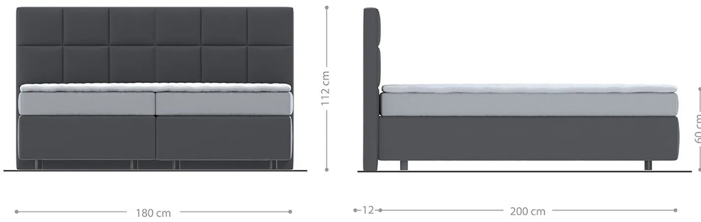 DELIFE Boxspring postel Dream-Fine 180x200 cm mikrovlákno béžová s TFK matrací a Visco topperem