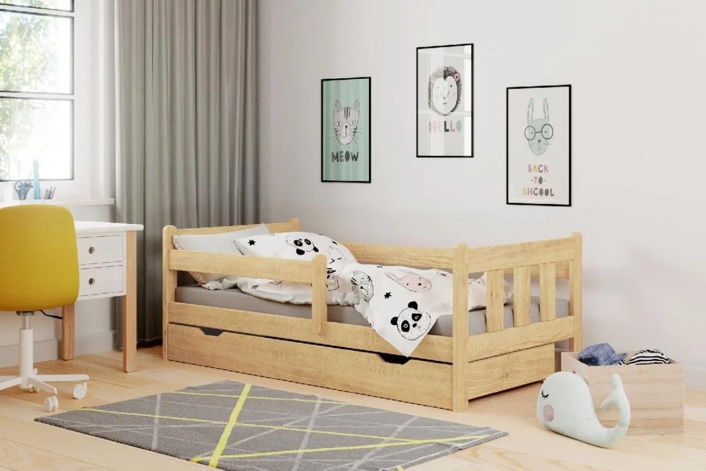 STR Dětská postel Irina 180 x 80 cm - barva Přírodní + šuplík + matrace