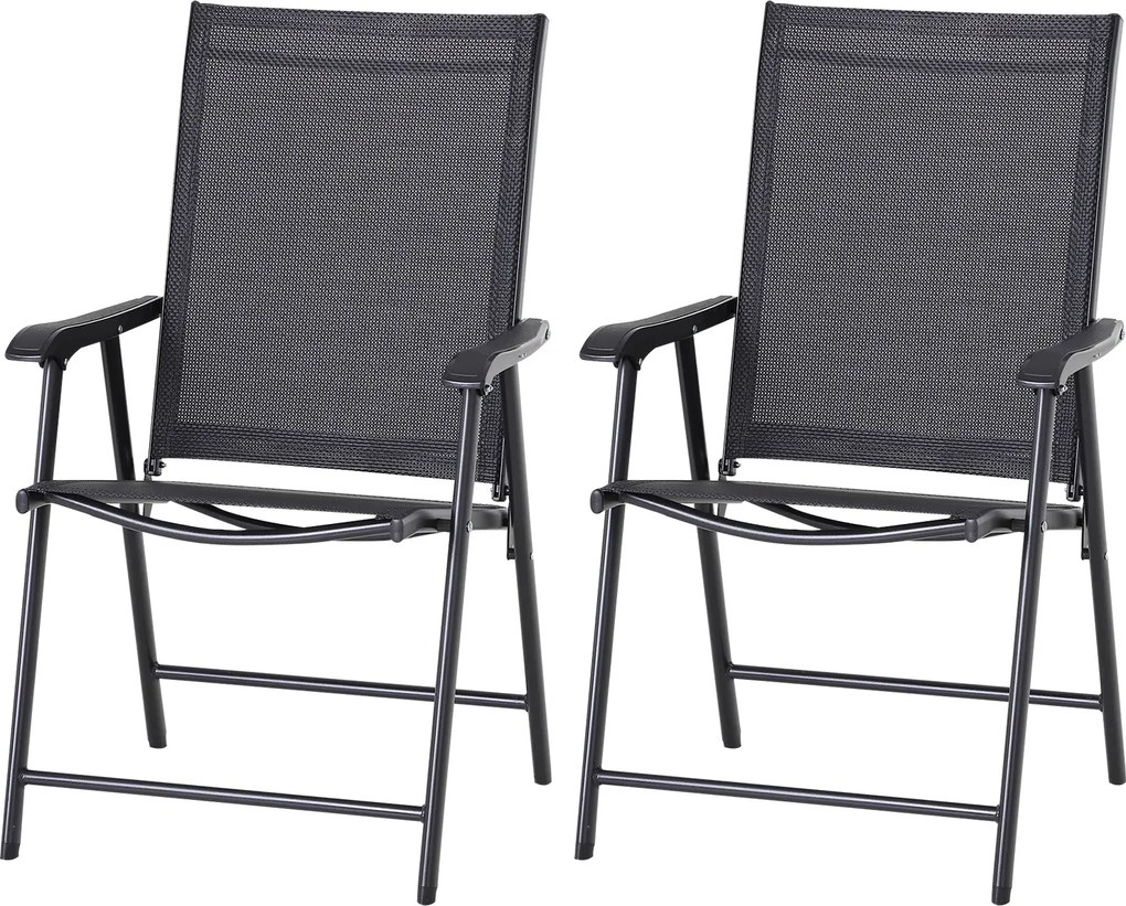 Sada skládacích křesel Outsunny s opěrkami 2 kusy | Aosom