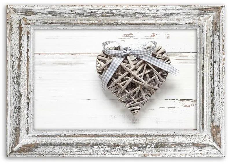 Gario Obraz na plátně Pletené srdce s mašlí dřevo Rozměry: 60 x 40 cm