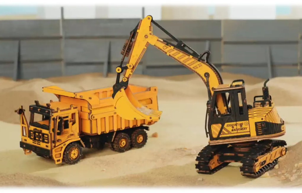 RoboTime dřevěné 3D puzzle Bagr