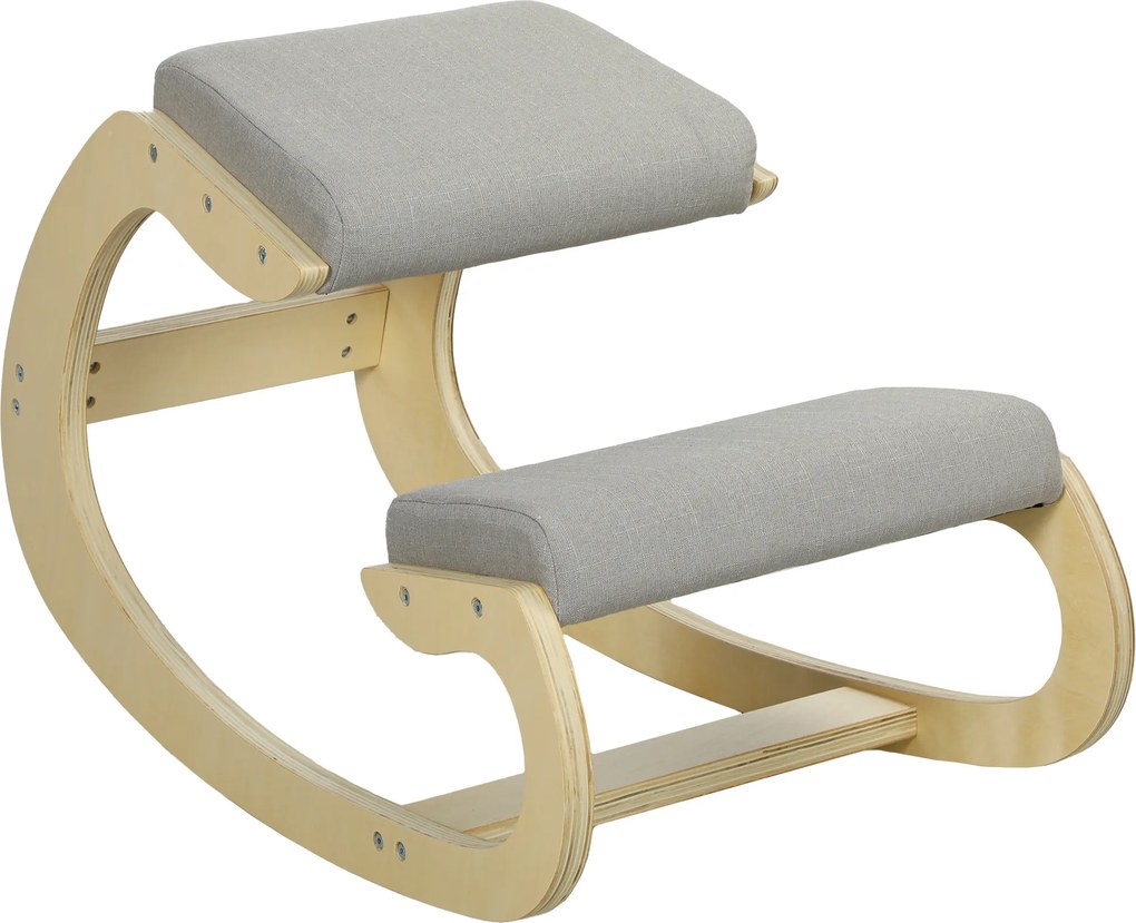 HOMCOM Ergonomický houpací kloubní židle pro home office, ke zlepšení držení těla, světle šedá