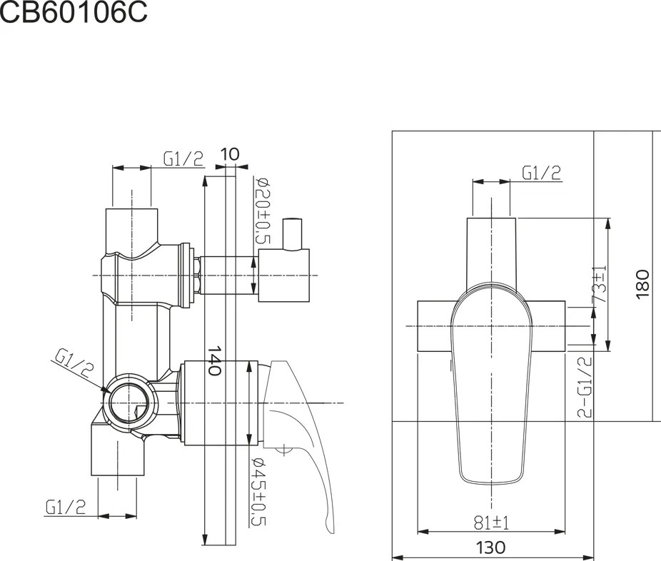 Mereo Mereo, Sprchová podomítková baterie s přepínačem, Sonáta, Mbox, kulatý kryt, CB60106C