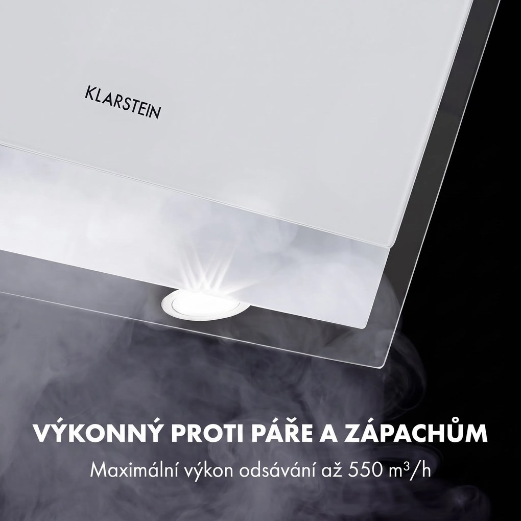 Klarstein Mirage 60, digestoř, 60 cm, nástěnná, 671 m³/h, A++, dotykový panel, bílá