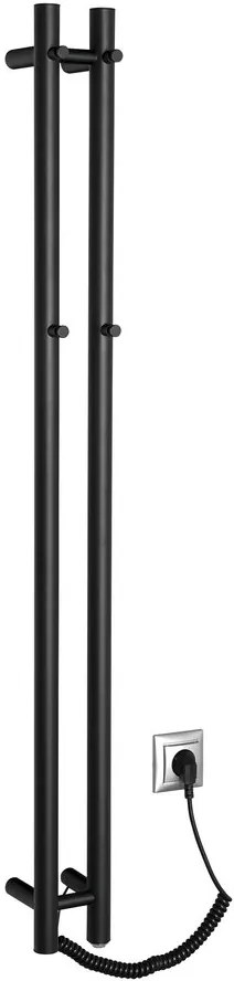 Sapho Sapho, PAPINADO elektrický sušák ručníků, 109x1200mm, 40W, černá mat, ER340