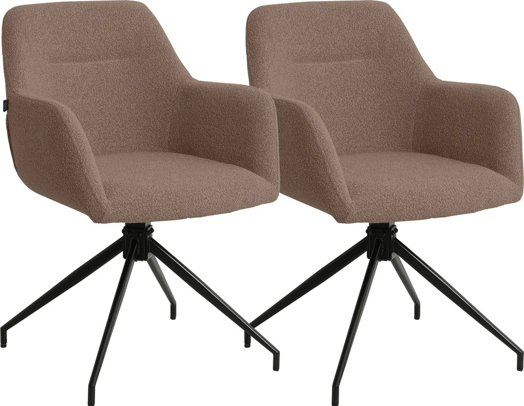 Sada 2 jídelních židlí Merlinda látka Teddy – hnědá
