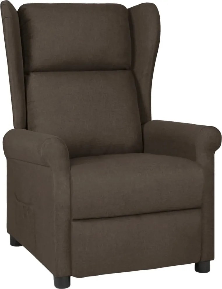Polohovací křeslo tmavě hnědé textil 340954