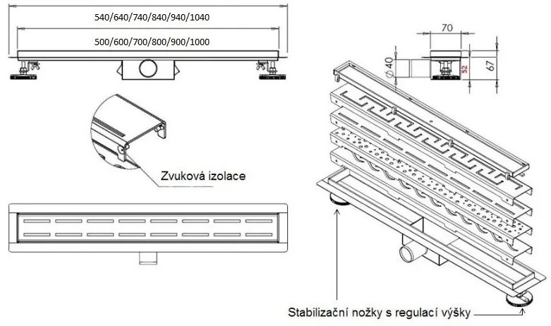 Odtokový sprchový žlab MAXMAX Rea GREEK