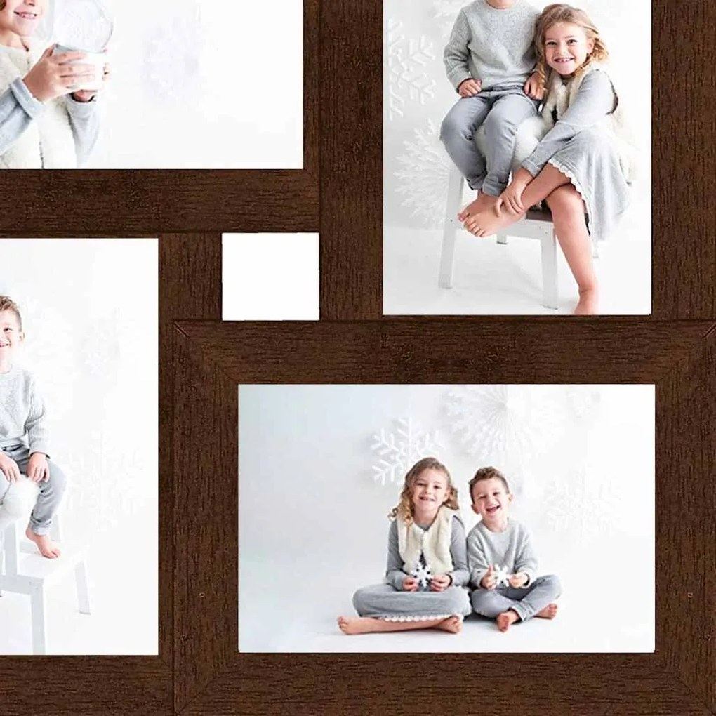 Kolážový fotorámeček na 4 obrázky (13 x 18 cm) tmavě hnědý MDF 332771