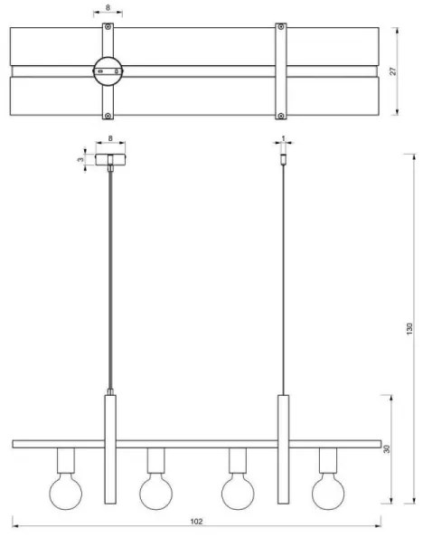 Lustr na lanku SHELF 4xE27/60W/230V