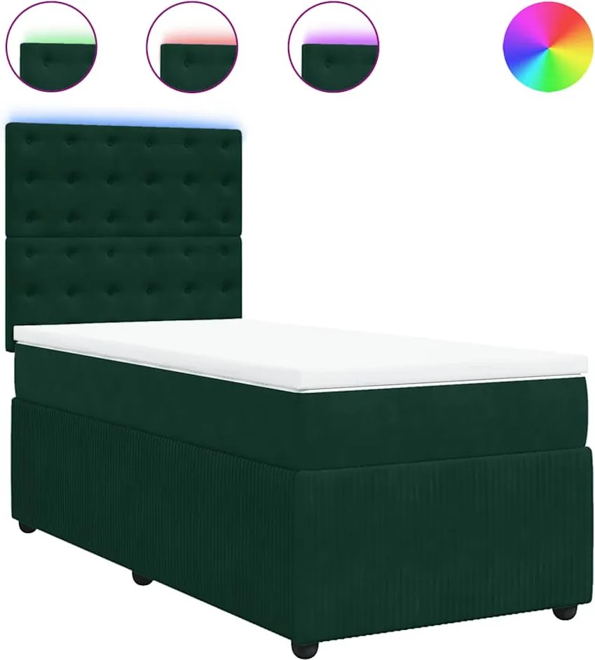 Box spring postel s matrací tmavě zelená 80 x 200 cm samet 3294505