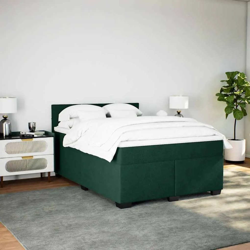 Box spring postel s matrací tmavě zelená 160x200 cm samet 3288657