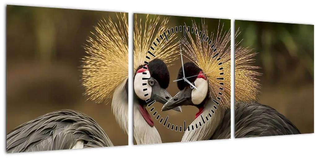 Obraz ptáků (s hodinami) (90x30 cm)
