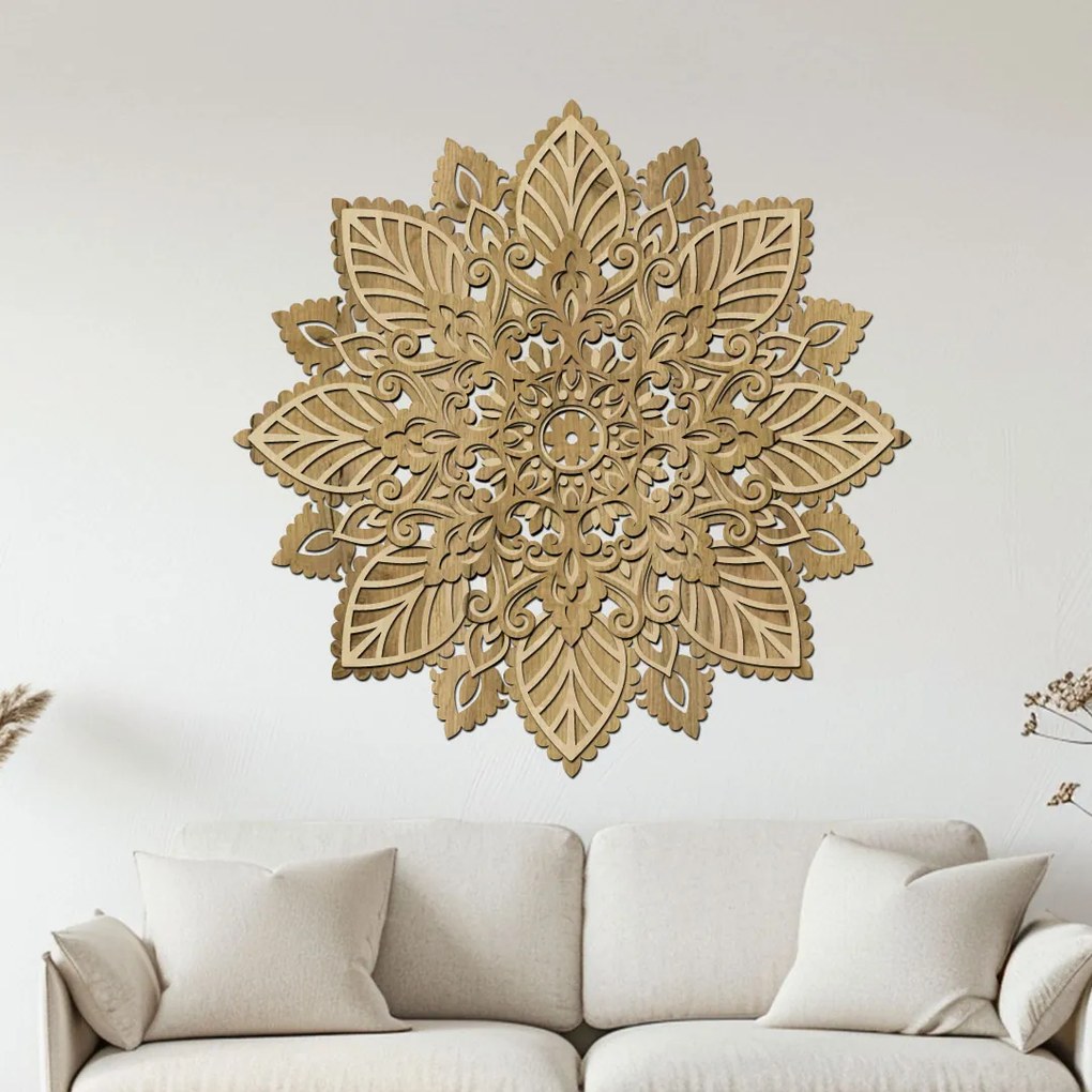 dřevo života 3 vrstvá mandala VDĚČNOSTI Rozměry (cm): 40x40, Zvolte barevný dekor: dub zlatý-javor