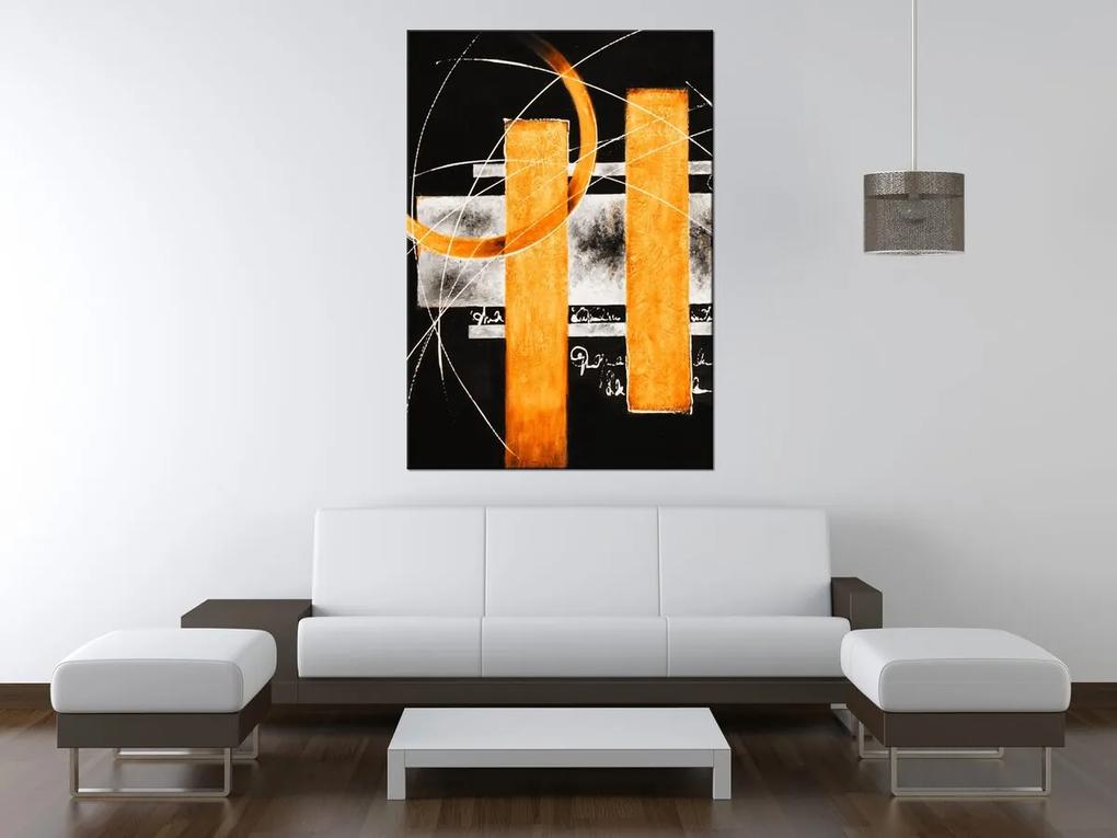 Gario Ručně malovaný obraz Oranžové linie Rozměry: 70 x 100 cm