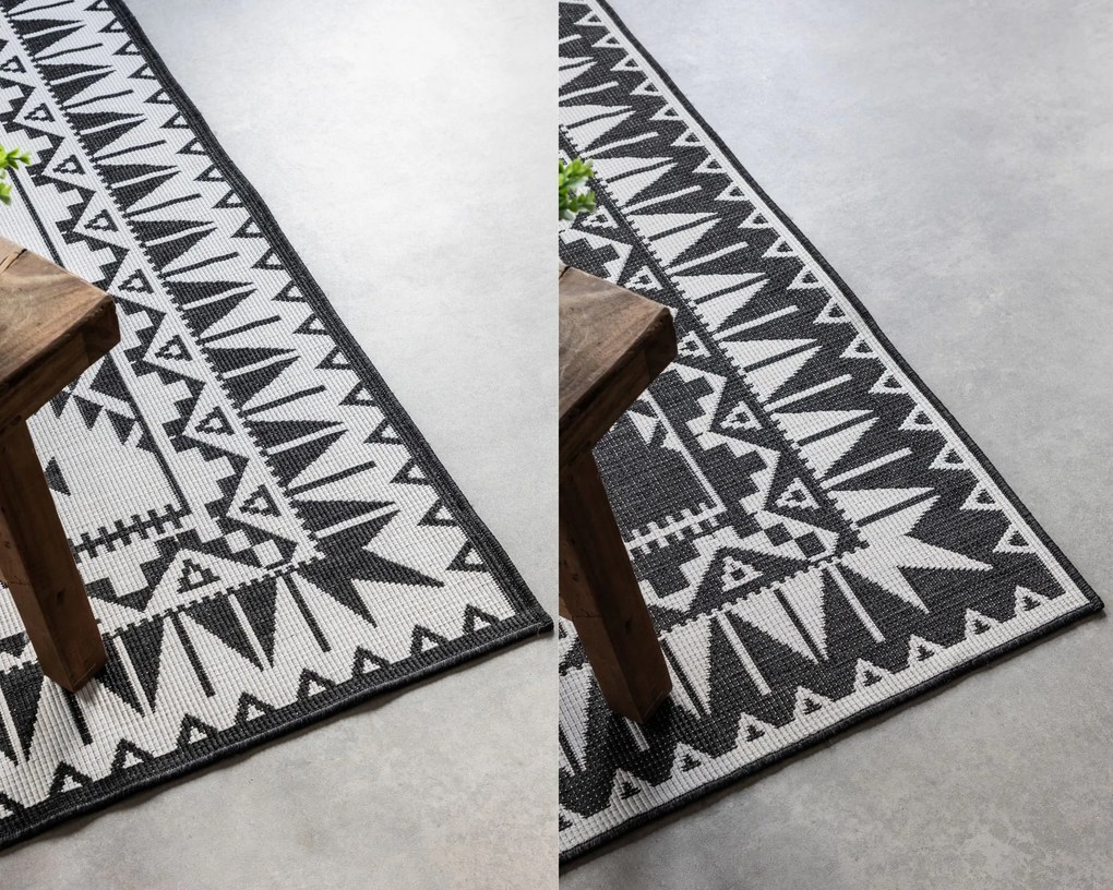 ELLE Decoration, Kusový koberec Gemini 106019 Black z kolekce Elle – na ven i na doma, 160x230, černobílá, chodba / předsíň