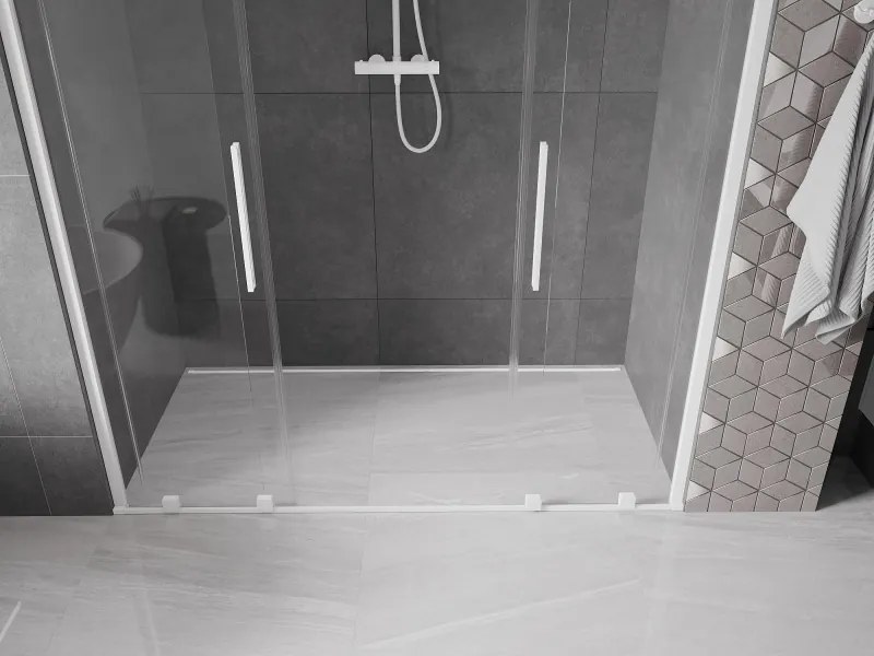 Mexen Velar Duo, posuvné dveře do otvoru 200x200 cm, 8mm čiré sklo, bílá, 871-200-000-02-20