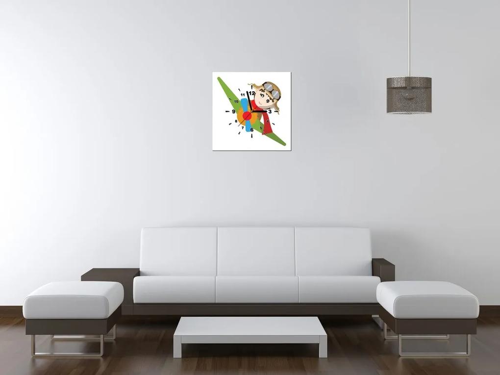 Gario Obraz s hodinami Malý pilot Rozměry: 40 x 40 cm