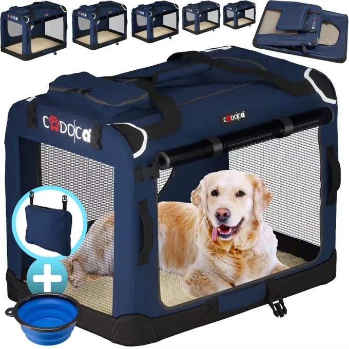 Skládací cestovní box pro psy XL, modrý 109439
