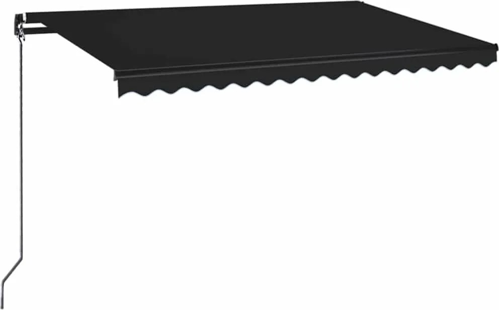 Ručně zatahovací markýza s LED světlem 450 x 350 cm antracitová 3069204