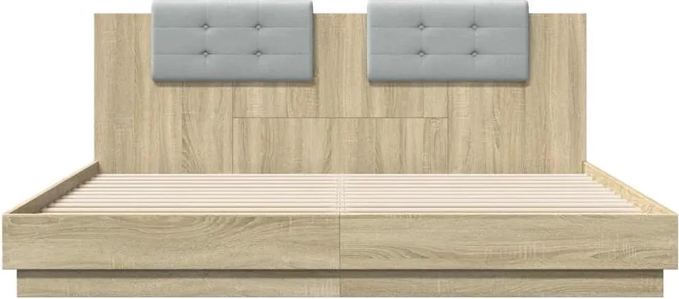 Rám postele s čelem a LED osvětlením dub sonoma 200x200 cm 3209984