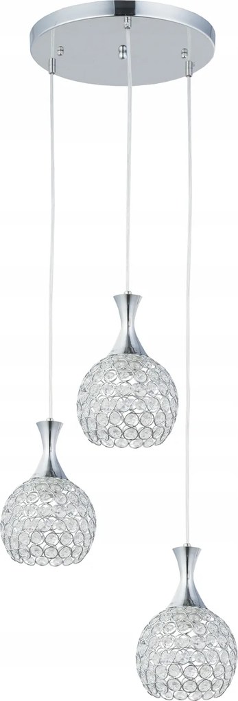 Závěsná stropní lampa s křišťálovými stínidly Crystal I 3xE27 křišťály chrom
