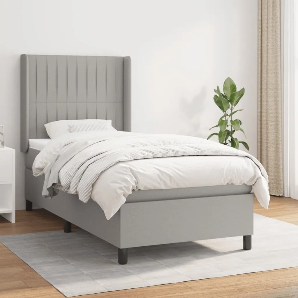 Box spring postel s matrací světle šedá 90x190 cm textil 3131553