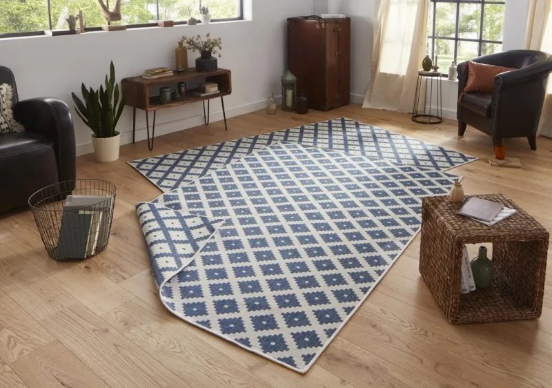 NORTHRUGS - Hanse Home koberce Kusový koberec Twin-Wendeteppiche 103128 blau creme – na ven i na doma - 200x290 cm