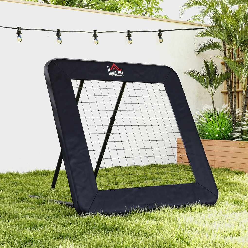 HOMCOM Skládací fotbalová branka Rebounder Odrazová stěna s 5 stupni nastavení pro více sportů 128x118x108-120cm