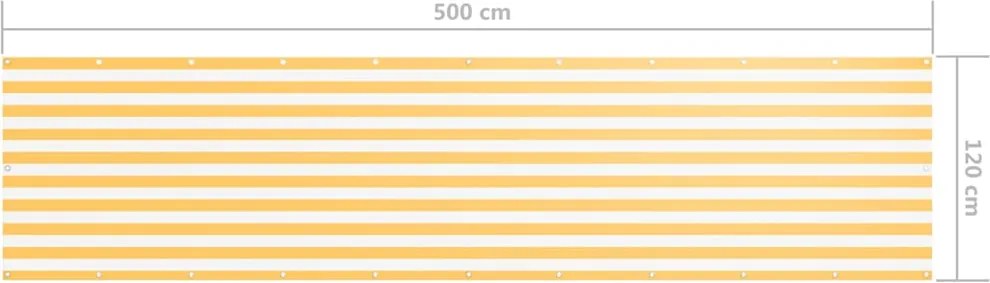 Balkónová zástěna bílá a žlutá 120 x 500 cm oxfordská látka 134910