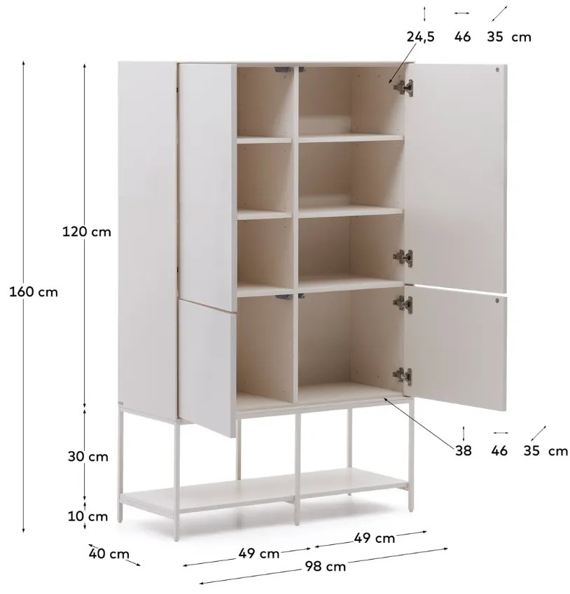 Bílá lakovaná komoda Kave Home Vedrana 97,5 x 40 cm