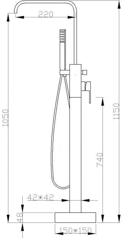 Mexen Avila, volně stojící vanová baterie, zlatá lesklá, 75833-50
