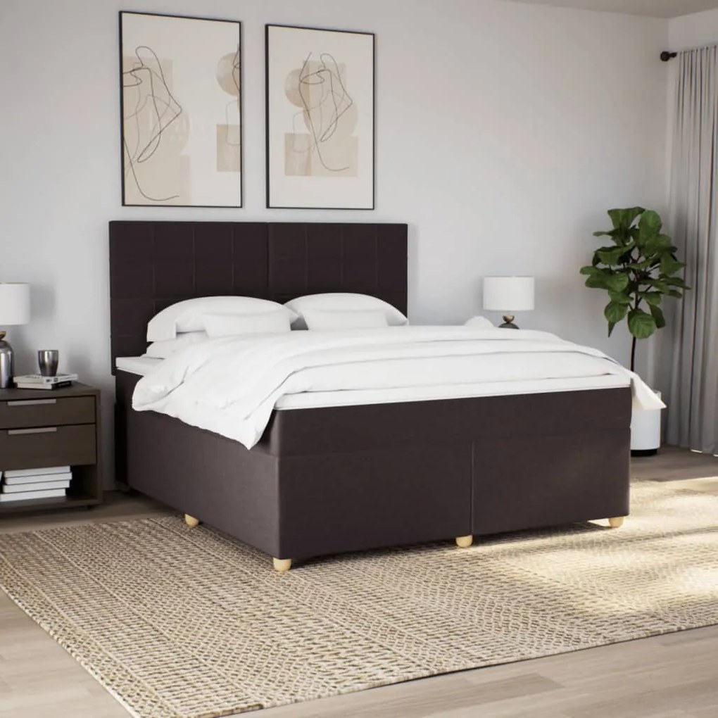 Box spring postel s matrací tmavě hnědá 180x200 cm textil 3293662