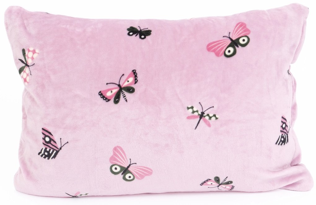 MK Lůžkoviny Povlak na polštář mikroplyš Exclusive 40 x 60 cm - Motýlci růžové