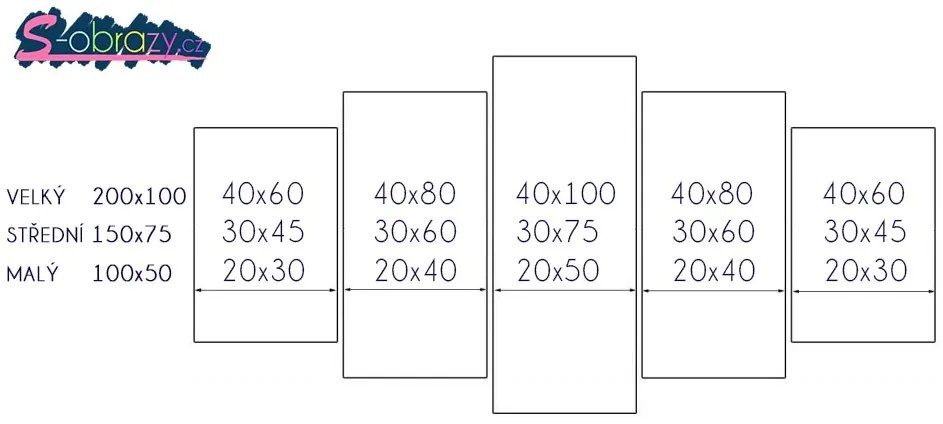 Pětidílný obraz anděl na nebi Velikost (šířka x výška): 200x100 cm