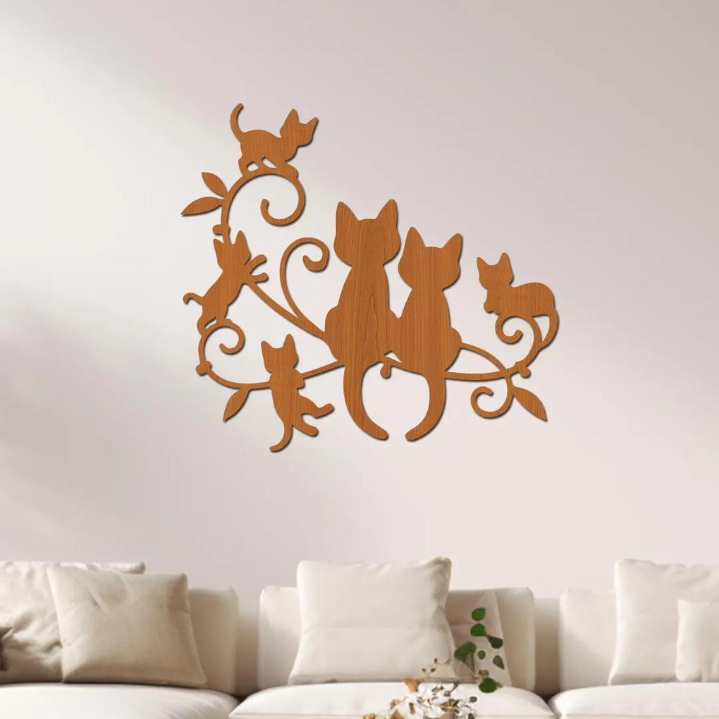 dřevo života Dřevěná dekorace na zeď Kočičky Rozměry (cm): 37x40, Barevný vzor: Světlý dub