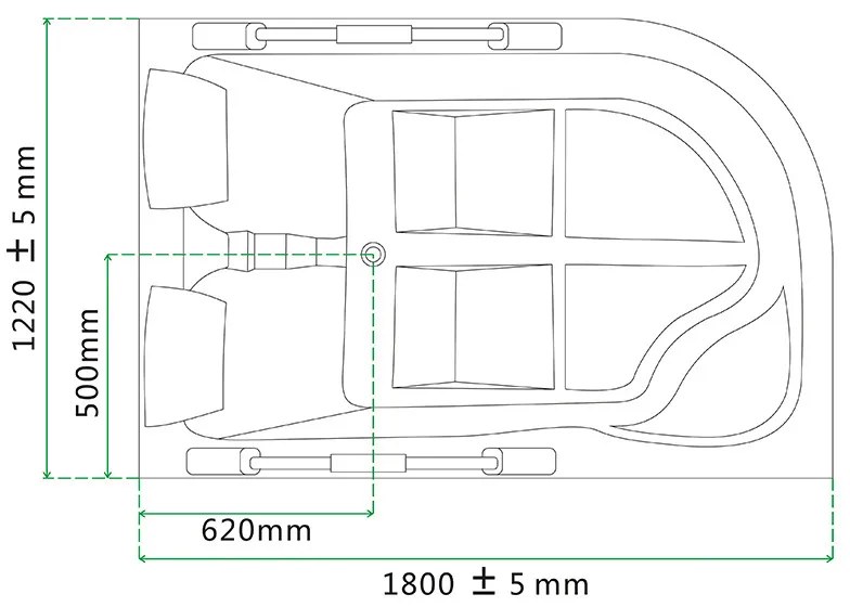 BPS-koupelny Hydromasážní vana HYD-NO-VE761L 180x120 LEVÁ s ohřevem vody