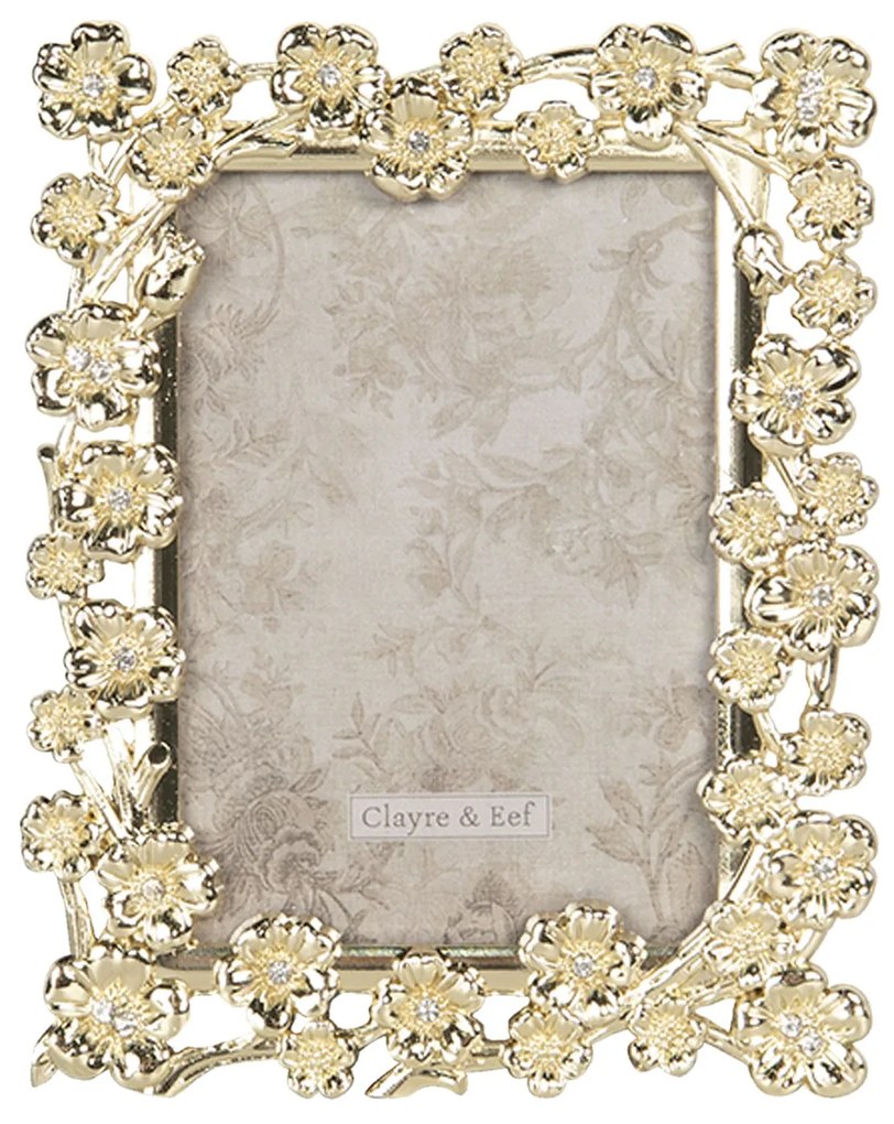 Zlatý rámeček na fotografie zdobený květinami- 9*2*11 cm / 6*9 cm