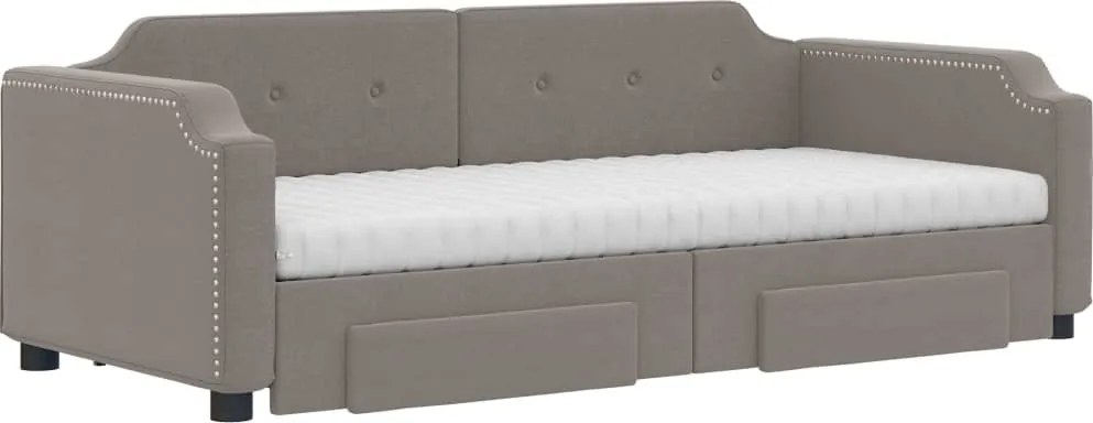 Válenda s přistýlkou a zásuvkami taupe 80 x 200 cm textil 3197686