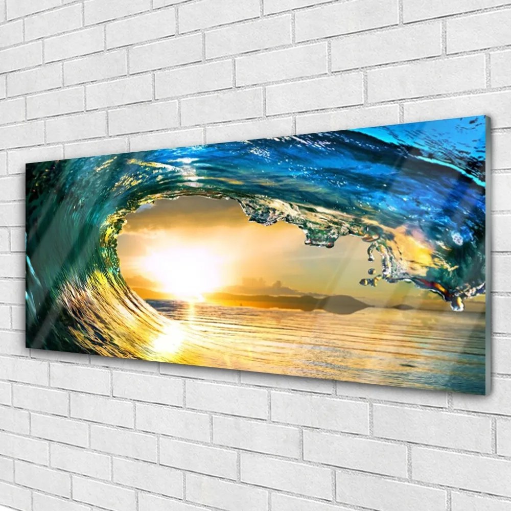 akrylový obraz Vlna Moře Západ Příroda 125x50 cm