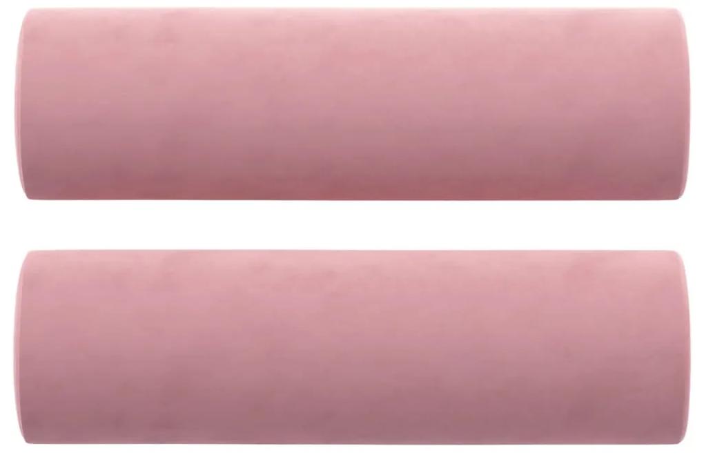 vidaXL Dekorační polštáře 2 ks růžové Ø 15 x 50 cm samet
