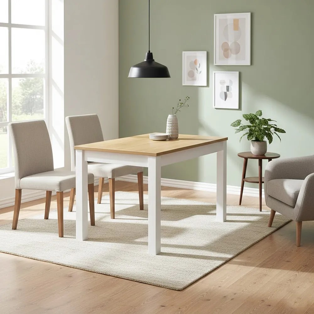 Jídelní stůl CASA MIA VARIANT | 120x80 cm | ROZKLÁDACÍ | bílá/dub hickory | TOP kvalita | VÝROBA ČR