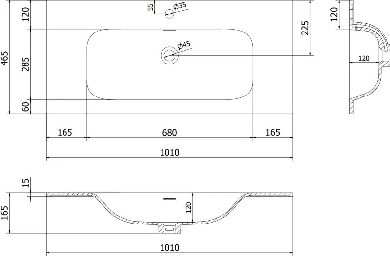 Mexen Orio, koupelnová skříňka 100 cm s umyvadlem Vela, 2 zásuvky, grafitová matná/bílá matná, 91A10-10047-2-BFF66-W23M01