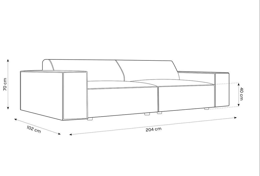 MUZZA Třímístná pohovka judy 204 cm samet tmavě zelená