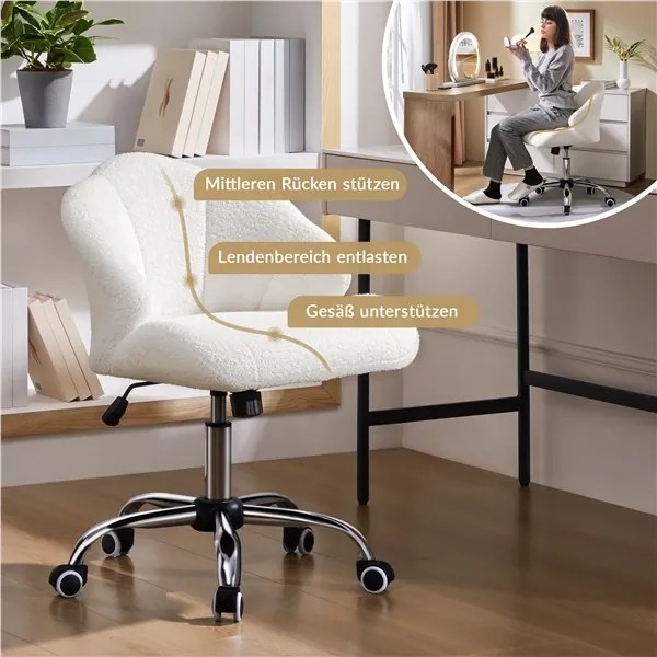 Kancelářská židle Yaheetech – sněhově bílá, polyester (267310100420)