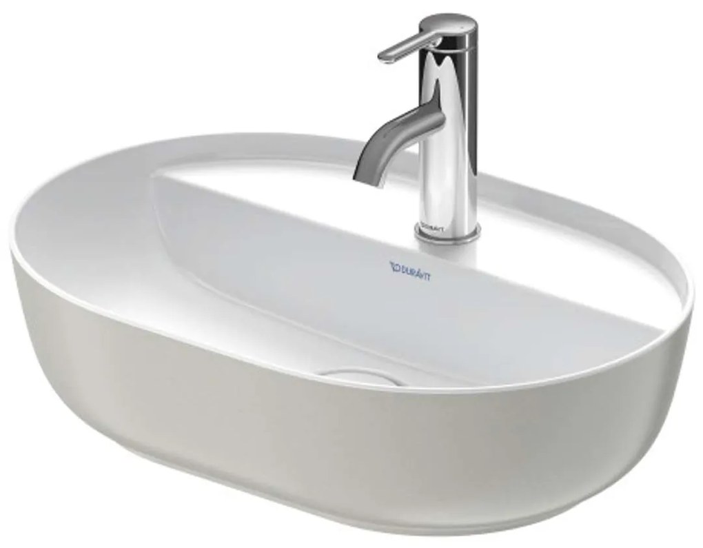 Duravit Luv - Umyvadlo na desku, 50x35 cm, bez přepadu, s otvorem pro baterii, WonderGliss, bílá/matná šedá 03805023001