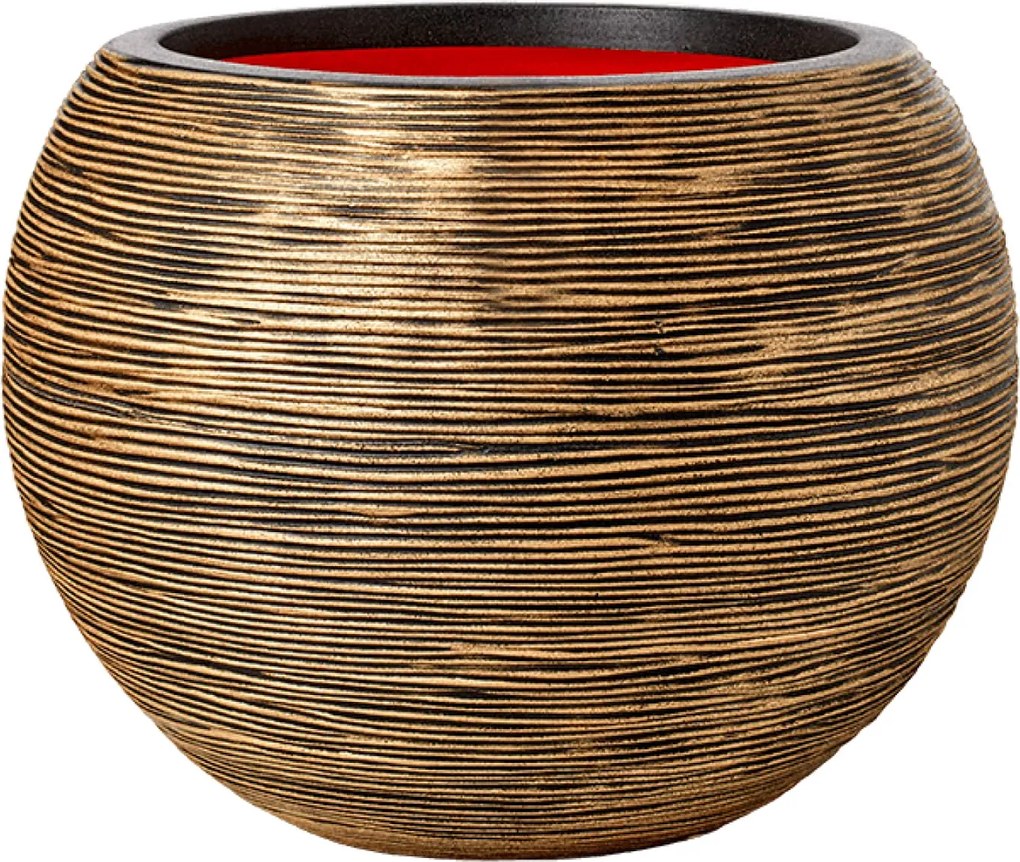 Capi Nature Rib NL Vase Ball Black Gold Ø 40 cm / V 32 cm